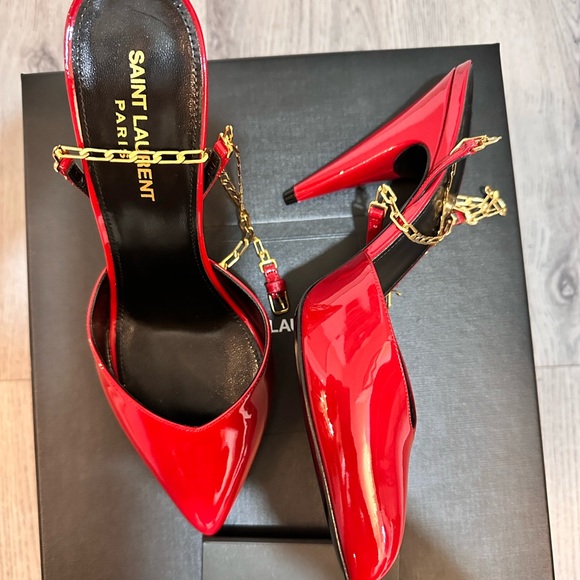 Yves Saint Laurent | Shoes | Ysl Kira 95 Chain Heels | Poshmark